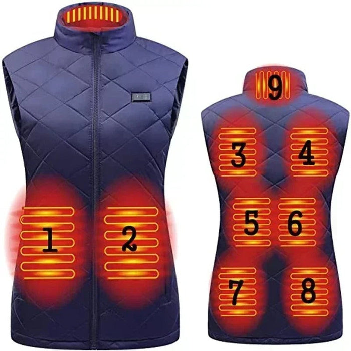 Dame Varmekode: 9-Soners Vest med Justerbar Varme